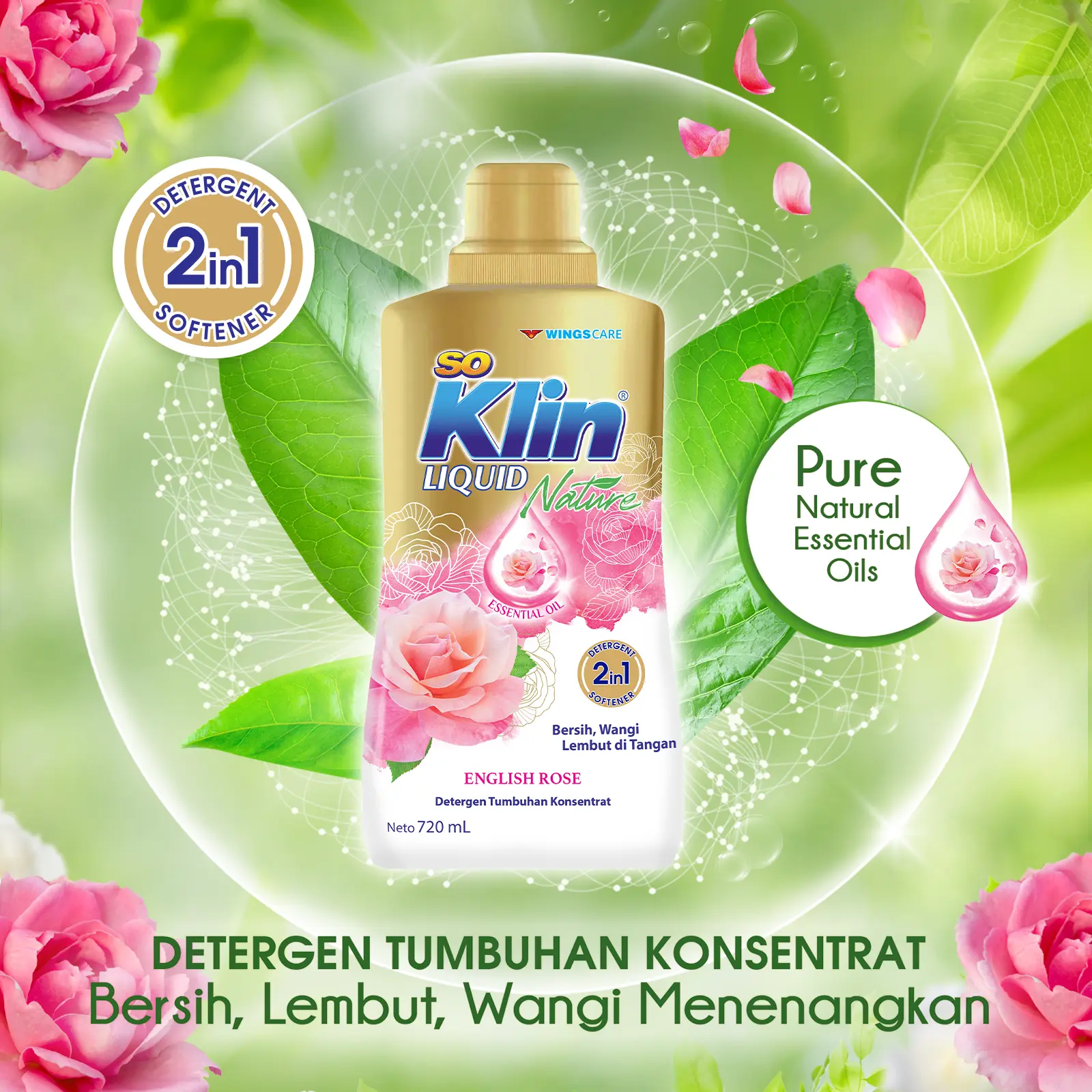 SoKlin Liquid English Rose 2in1 Detergent + Softener